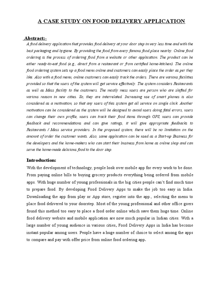 Food Delivery App Case Study in India | PDF | Social Media | Popular ...
