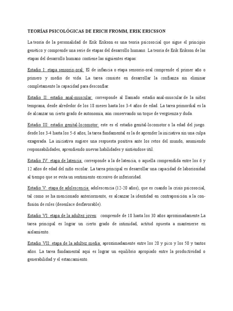 Teorías Psicológicas de Erich Fromm | PDF | Adultos | Las emociones