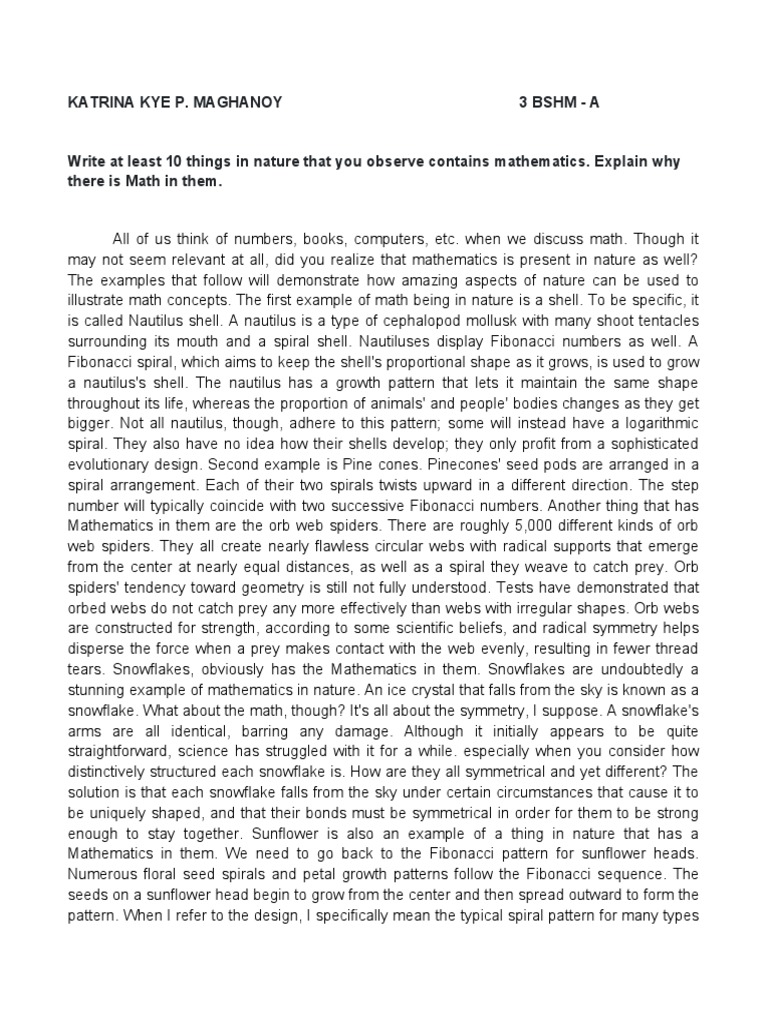 Mathematics in Nature: 10 Examples | PDF | Home & Garden | Science ...