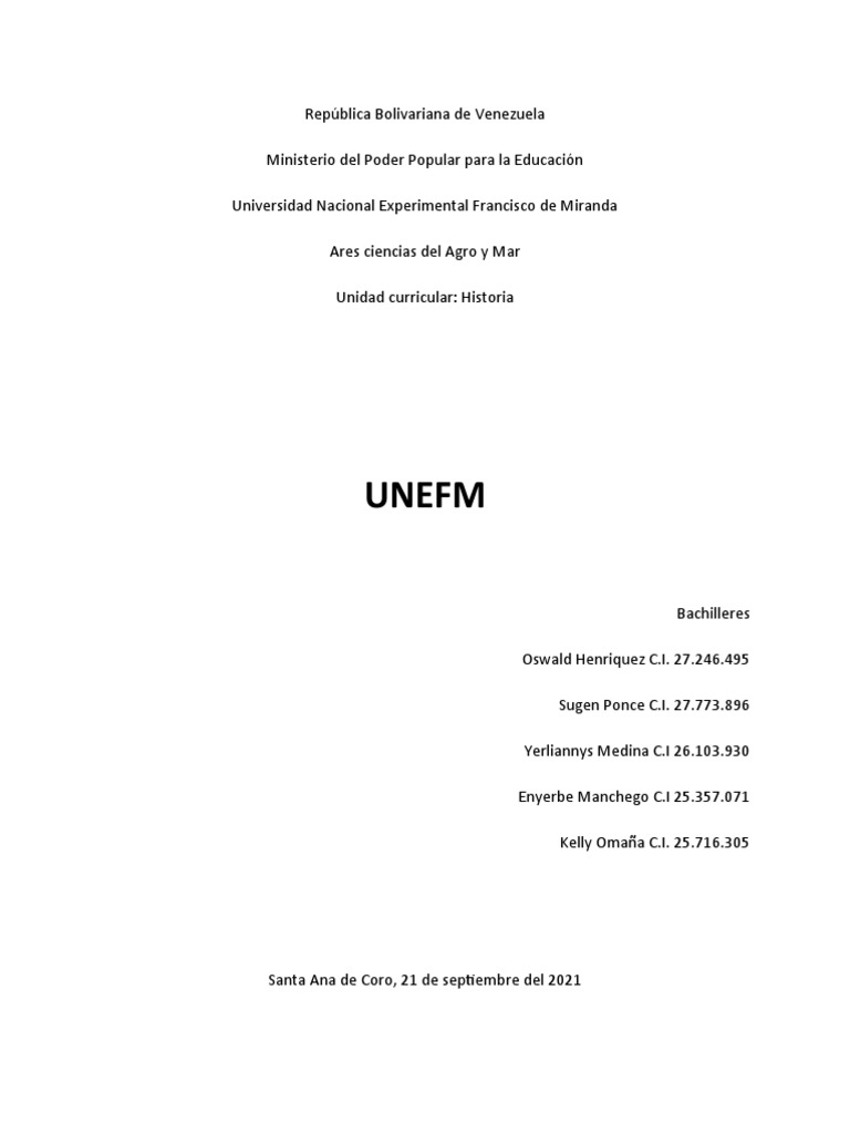 Historia de la UNEFM y Medicina Veterinaria | PDF | Evaluación | Patología