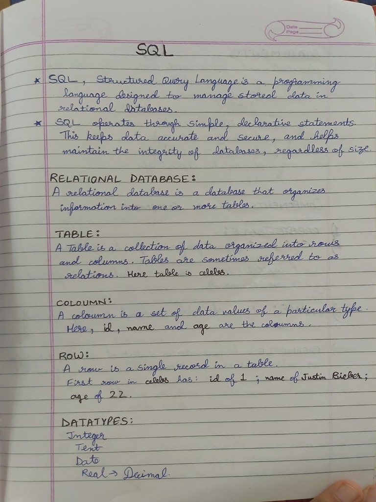 SQL Notes ? | PDF | Information Technology Management | Computer Data SQL Notes ? | PDF | Information Technology Management | Computer Data