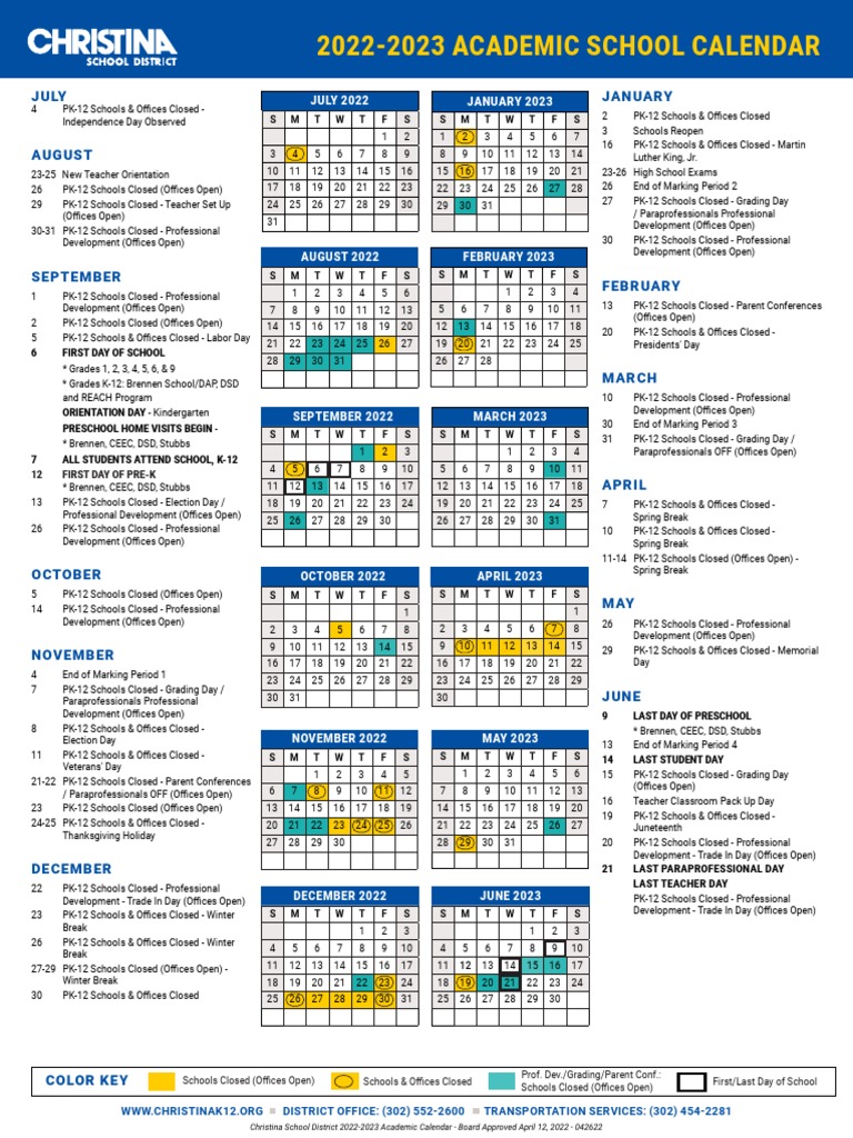 2022 23 CSD Calendar FINAL Approved 041222 r042622 - English | PDF ...