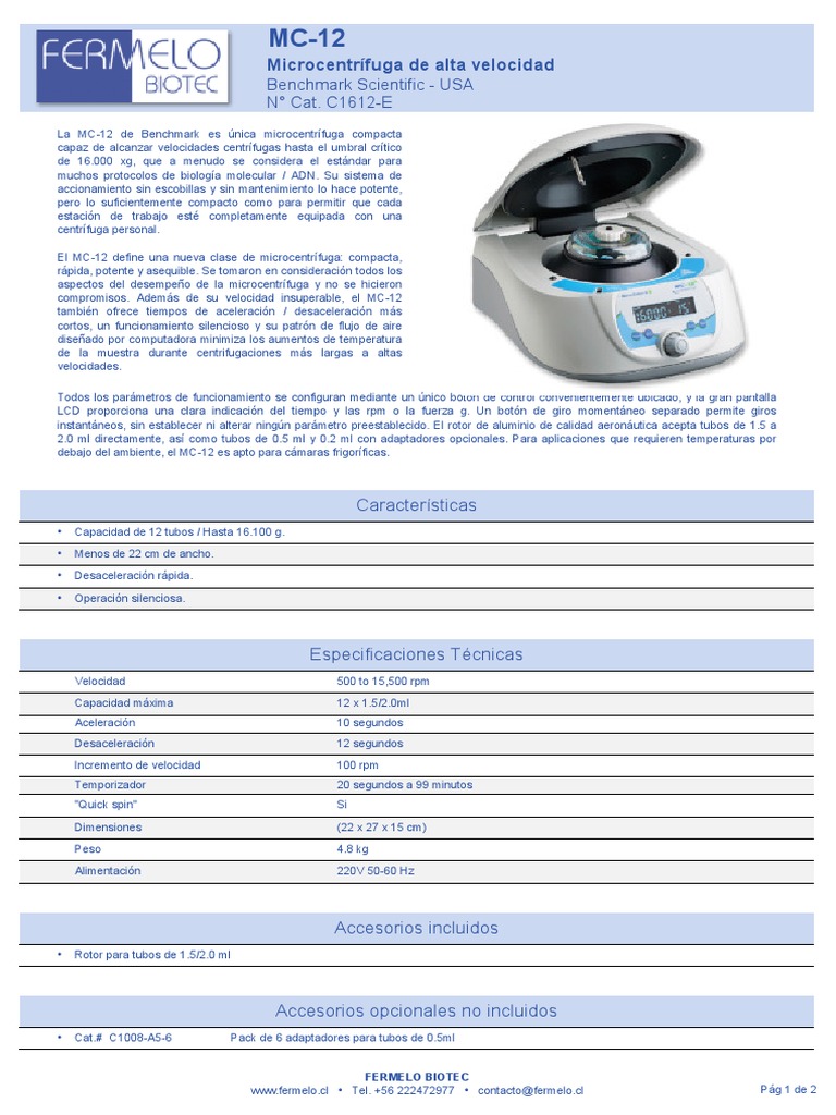 c1612 e MC 12 Benchmark | PDF | Aceleración | Centrífugo