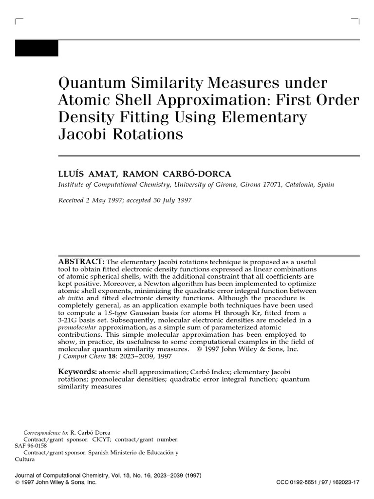 Quantum Similarity Measures Under Atomic Shell Approximation: First ...