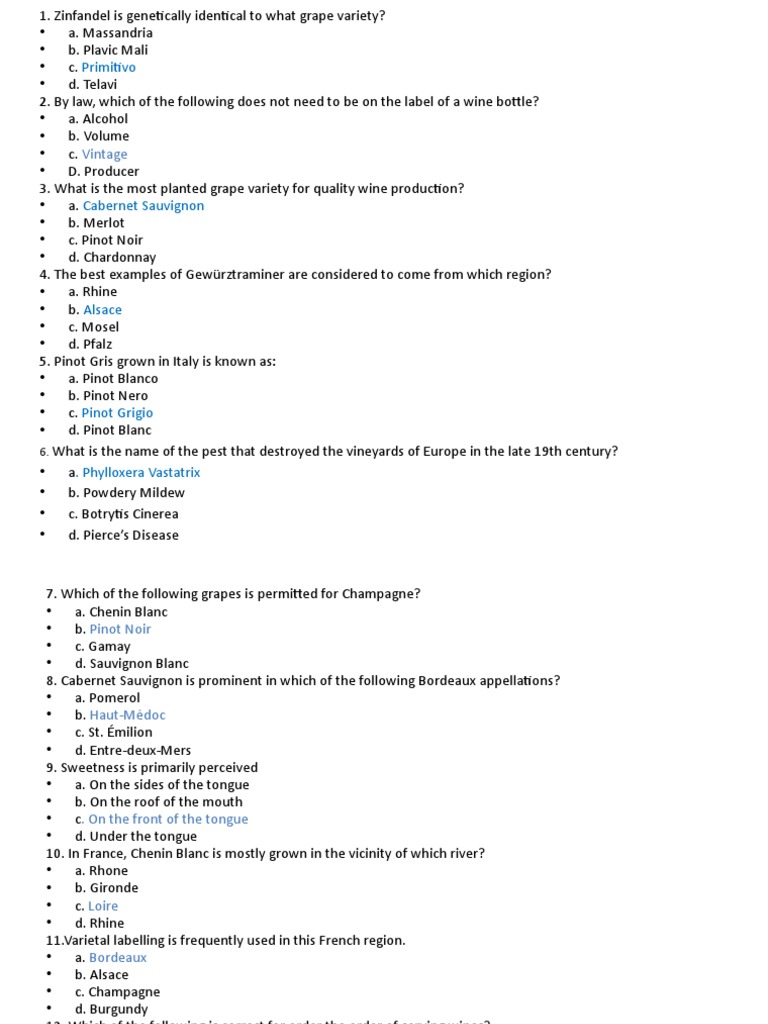 Questions Bank | PDF | Wine | Grape