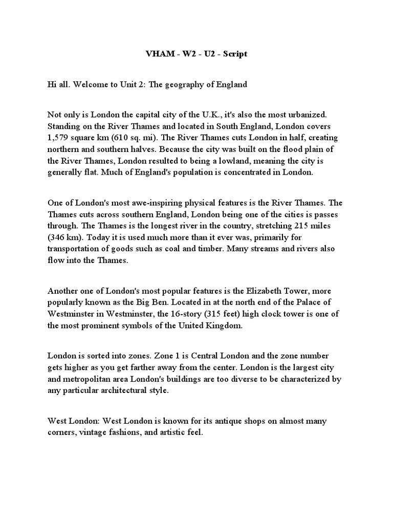 VHAM - W2 - U2 - Script | PDF | Cambridge | London