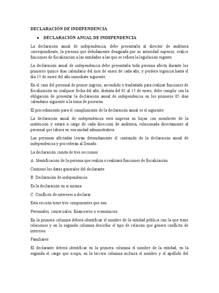 Declaración de Independencia | PDF | Auditoría | Business