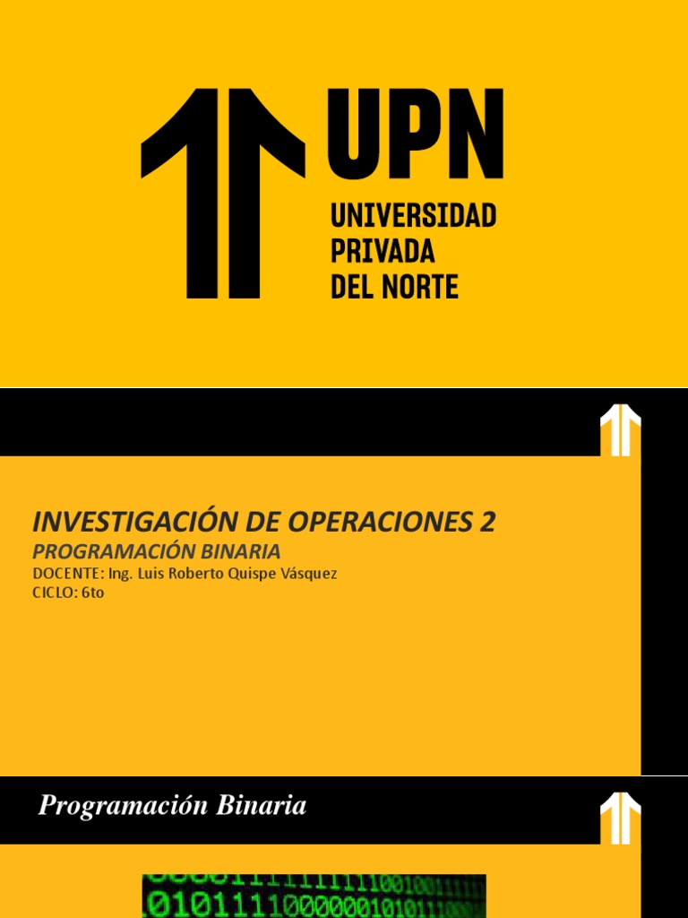 Semana 2 - PROGRAMACIÓN BINARIA | PDF | Programación lineal Semana 2 - PROGRAMACIÓN BINARIA | PDF | Programación lineal