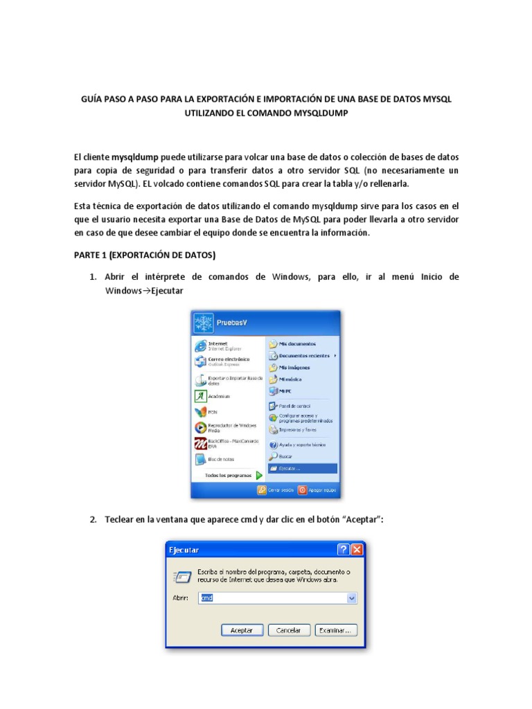 Exportar Importar Mysql | PDF | Ventana (informática) | Mi sql