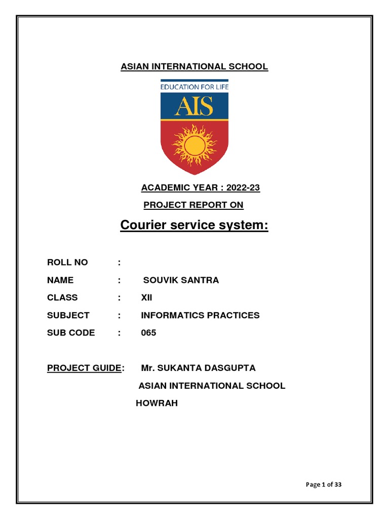 Courier - Service - System - PROJECT ADARSH PANDEY | Download Free PDF ...