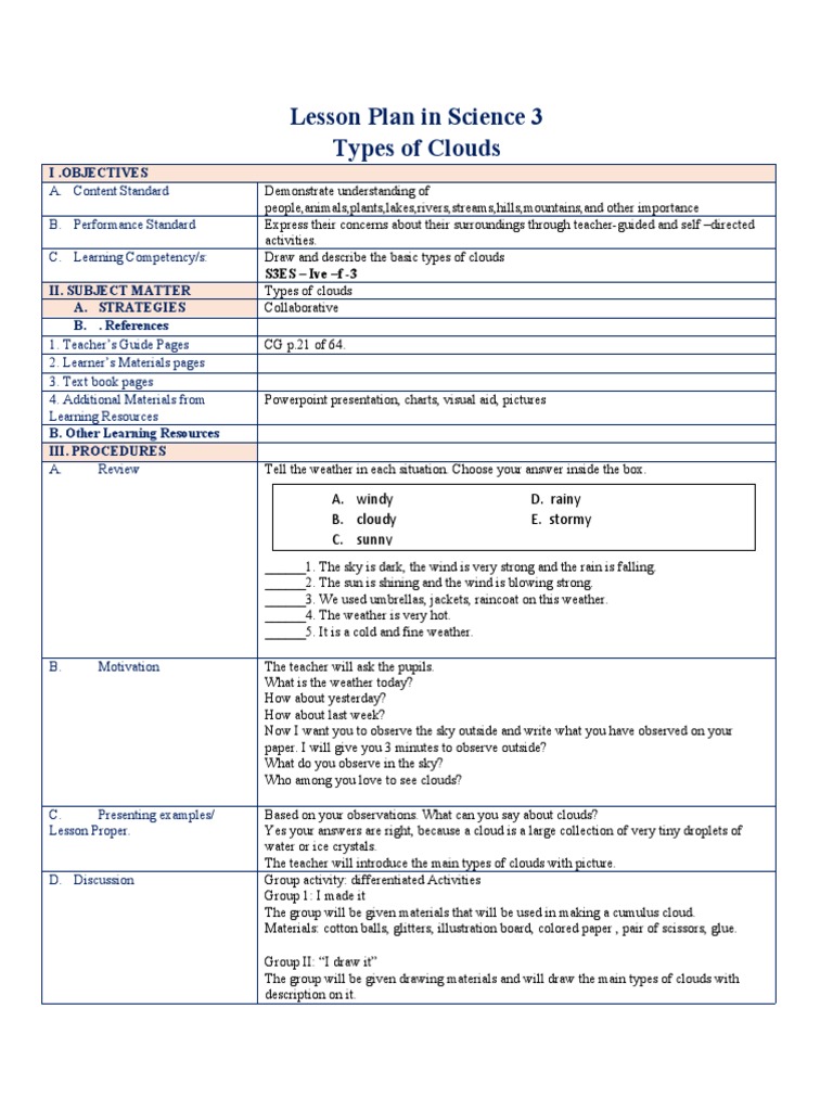 Grade 3 COT Science Q4 | PDF | Cloud | Learning