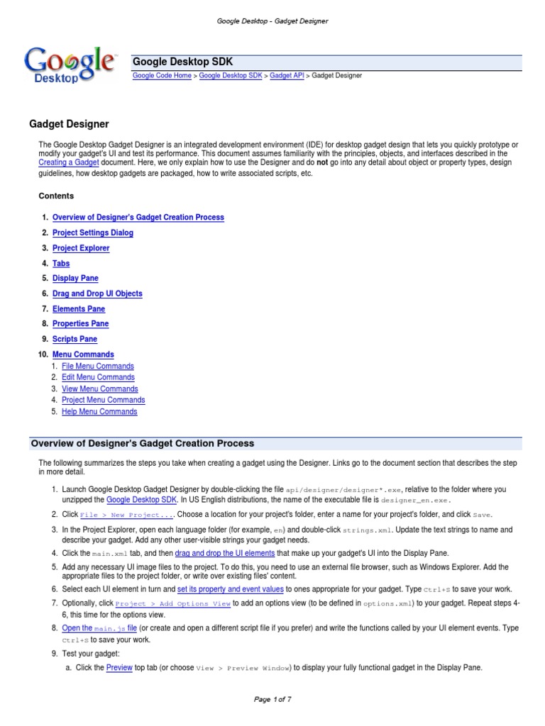 Google Desktop Gadget Designer Guide | PDF