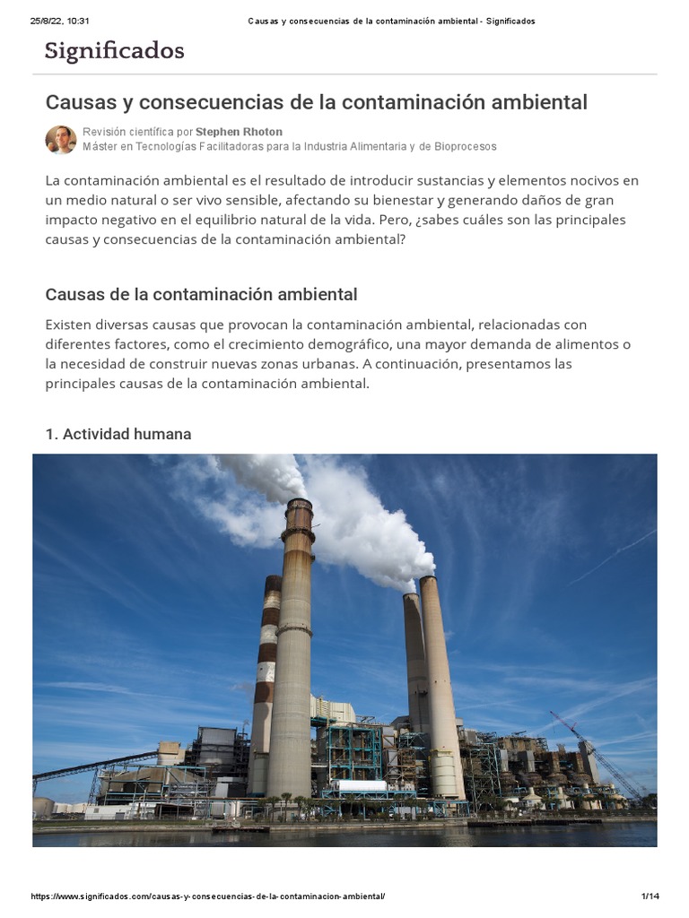 Causas y Consecuencias de La Contaminación Ambiental | PDF ...
