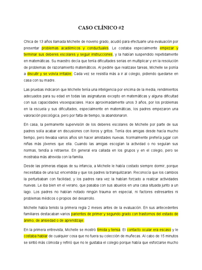 Caso Clínico #2 | PDF | Depresión (estado de ánimo) | Ciencia cognitiva