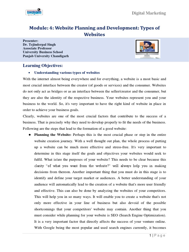 Types of Websites | PDF | Websites | World Wide Web