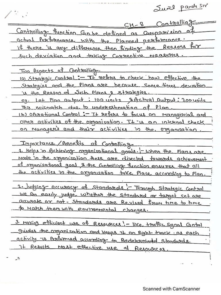 Controlling ch-8 Sunil Panda Sir Notes | PDF