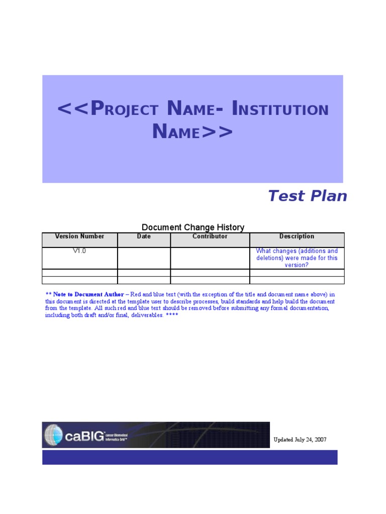 Test Plan Template Baseline | PDF | Software Testing | Software Bug