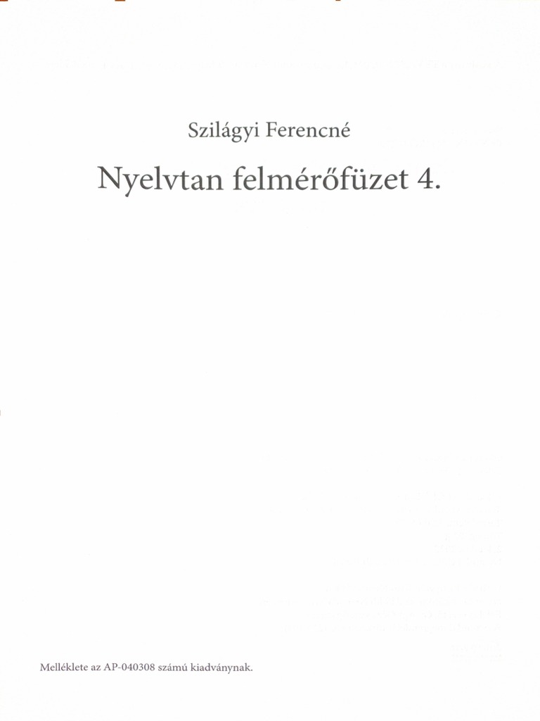 Nyelvtan Felmérőfüzet 4 | PDF