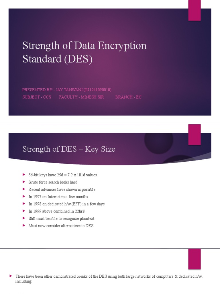 CCS Strength of Data Encryption Standard (DES) | PDF | Encryption | Cryptography