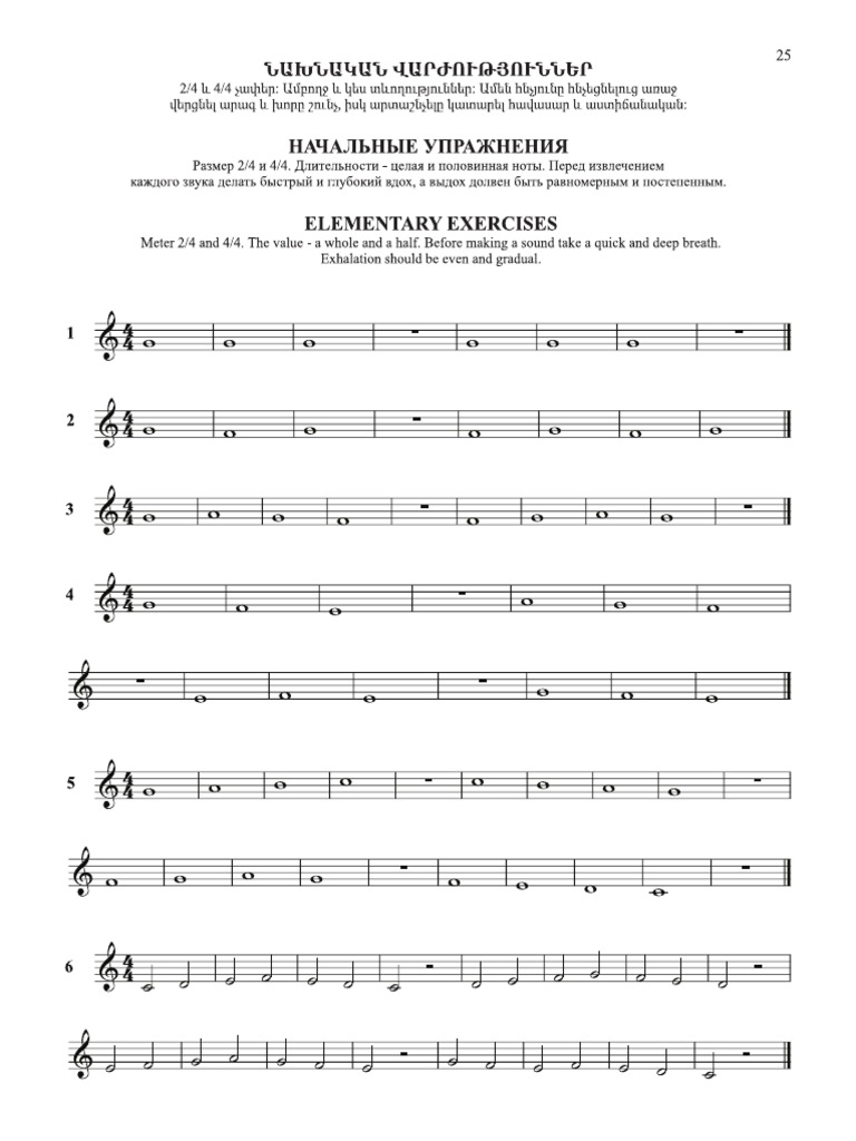 Duduk Sheet Music Elementary Exercises | PDF