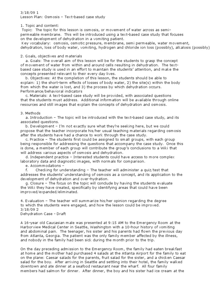 Osmosis Lesson Plan | PDF | Osmosis | Lesson Plan