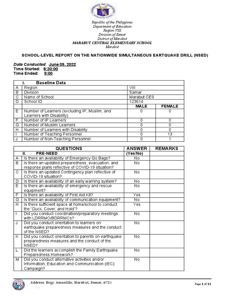2nd Quarter NSED Report JUNE 2022 | PDF | Emergency Management