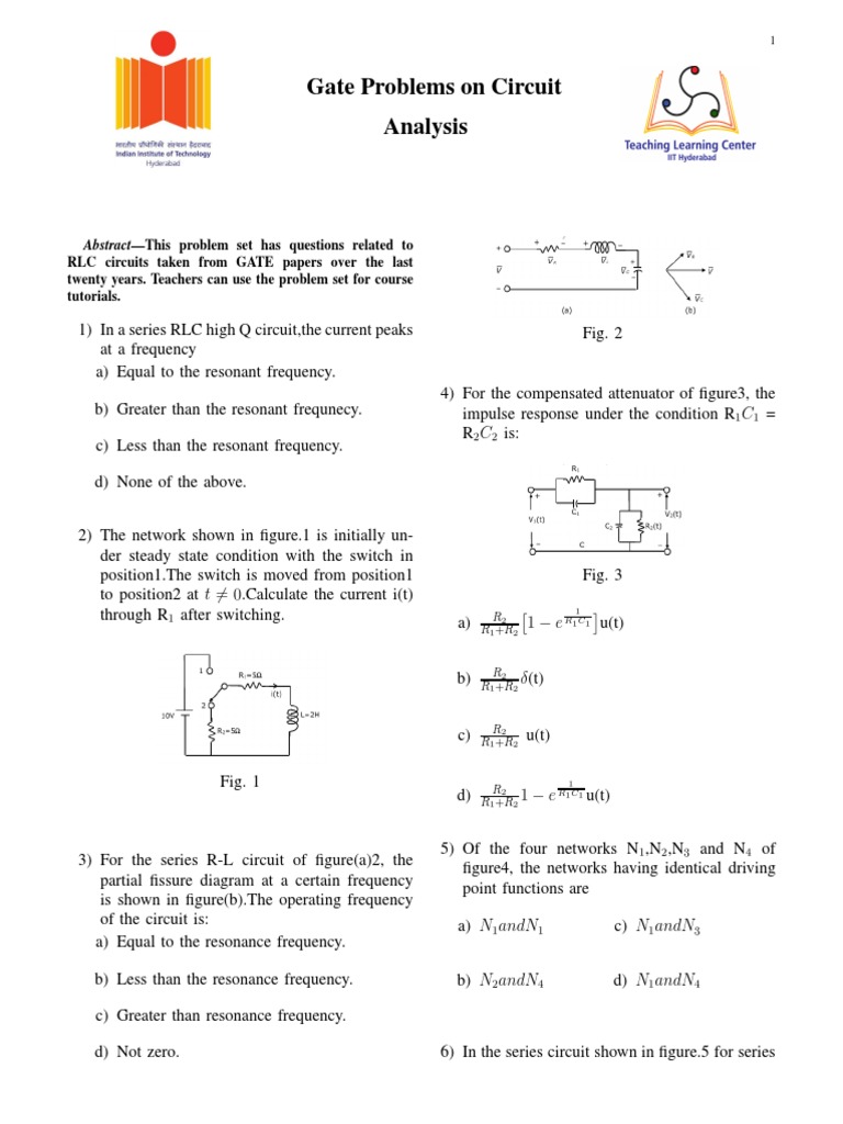 Analysis Of Rlc Circuits A Collection Of Problems On Resonance Time