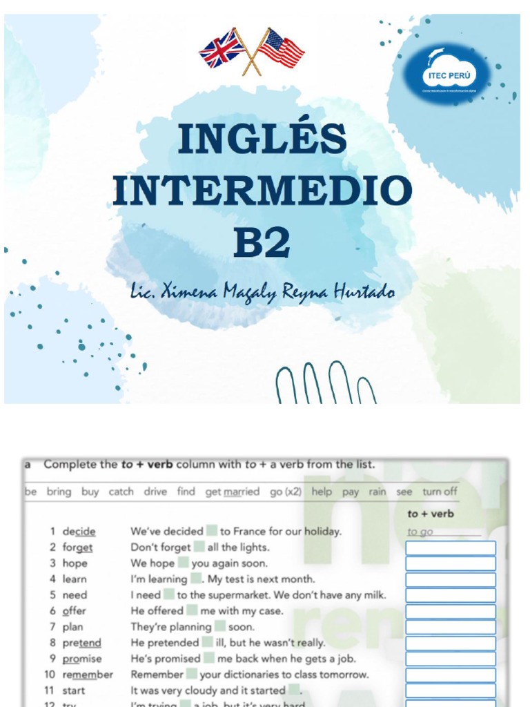 CLASE 01 - Ejercicios Inglés Nivel Intermedio | PDF