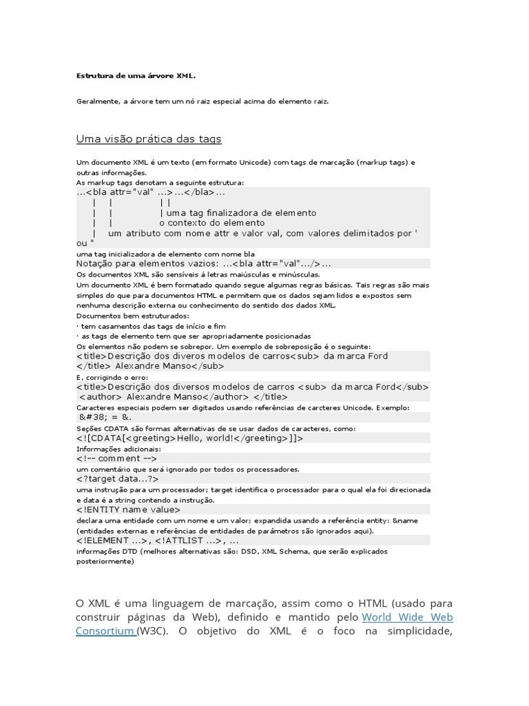 Estrutura de Uma Árvore XML | PDF | XML | Modelo de Documento por ... Estrutura de Uma Árvore XML | PDF | XML | Modelo de Documento por ...