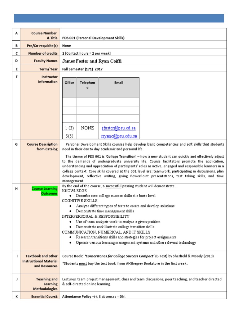 PDS 001 Syllabus Final | PDF | Academic Integrity | Plagiarism