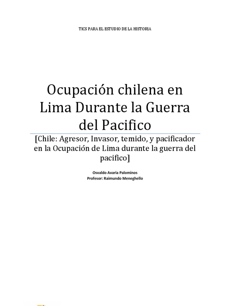 Ocupación chilena de Lima en 1881 | PDF | Lima | Perú