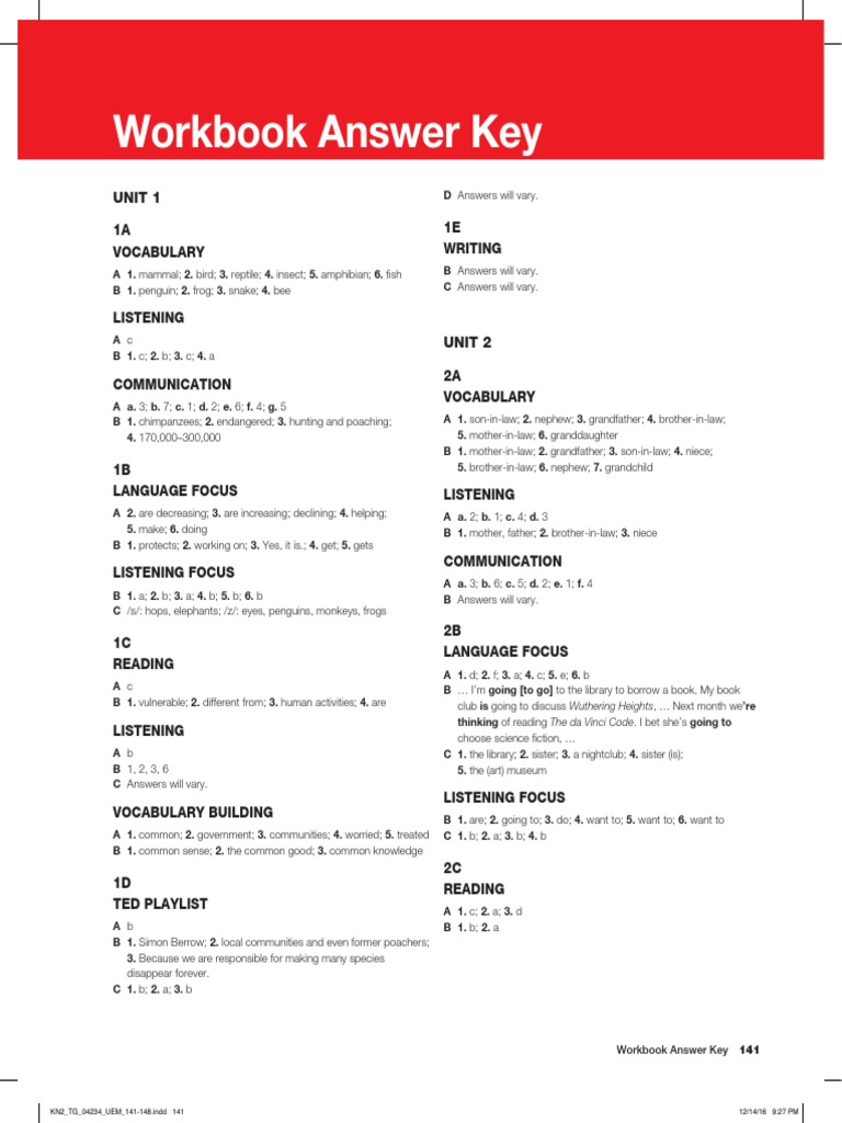 Ame - KN .Te2 .WB Answer Key | PDF