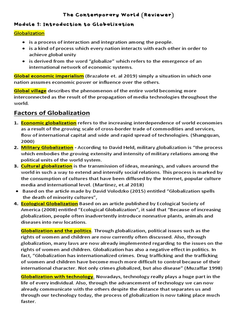 The Contemporary World Reviewer | PDF | Bretton Woods System ...