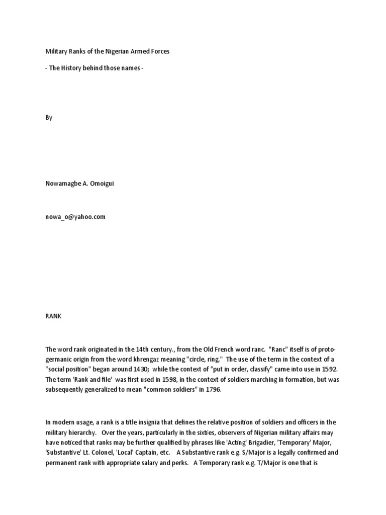 Military Ranks | PDF | Lieutenant | Military Rank