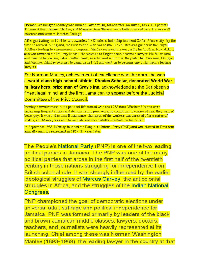 Norman Washington Manley | PDF | Government