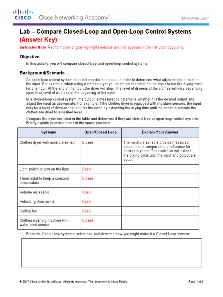 1.1.3.10 Lab - Compare Closed-Loop and Open-Loop Control Systems - ILM | PDF | Control Theory ...
