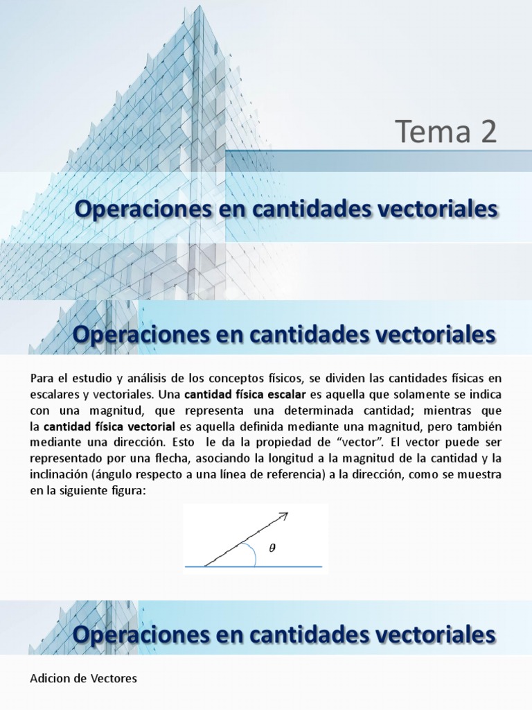 Operaciones vectoriales | PDF | Vector Euclidiano | Escalar (Matemáticas)