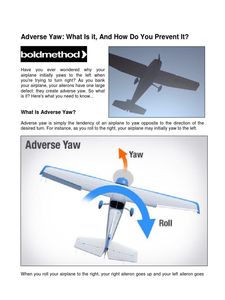 Adverse Yaw | PDF | Aileron | Aviation