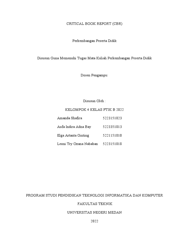 Laporan CBR Perkembangan Peserta Didik | PDF | Karier & Perkembangan