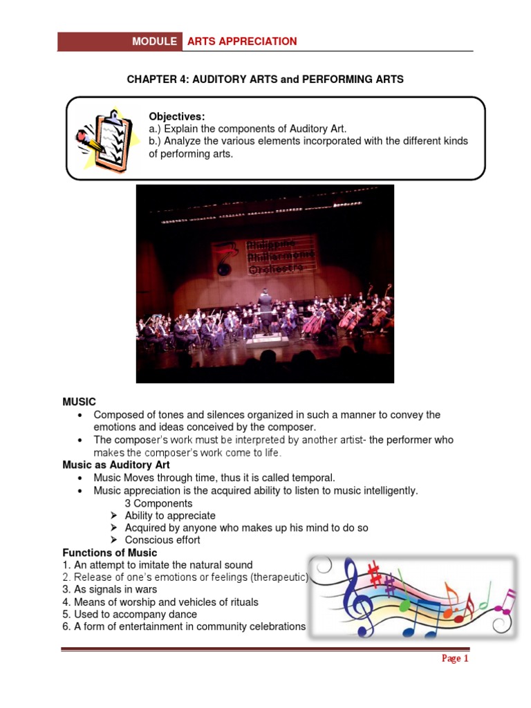 Auditory and Performing Arts Overview | PDF | Sound | Dances