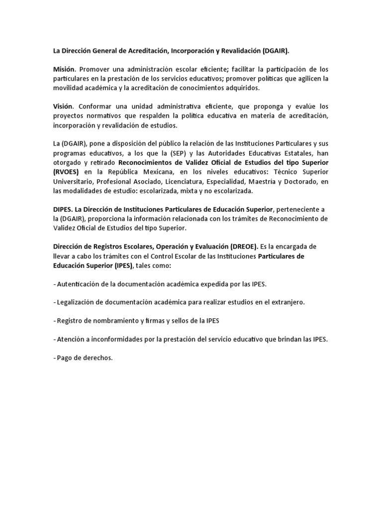 5.1.4. DGAIR RVOE S. Acreditación, Certificación y | PDF | Educación ...