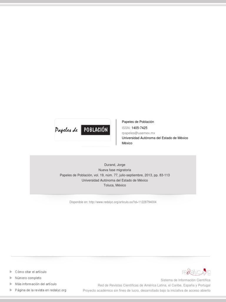 Nueva Fase Migratoria de Jorge Durand | PDF | Migración humana | México