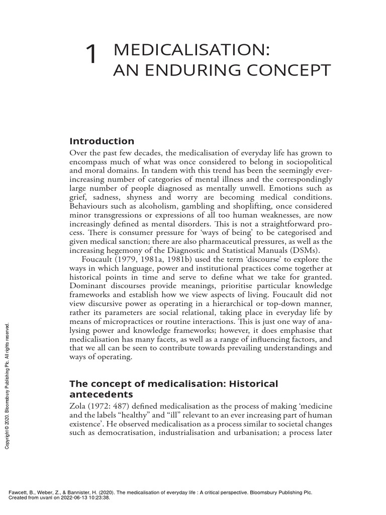 Fawcett Et Al (2020) Medicalisation - An Enduring Concept | PDF ...