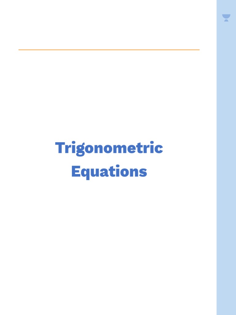 Maths - Trigonometric Equation | PDF | Trigonometric Functions | Equations