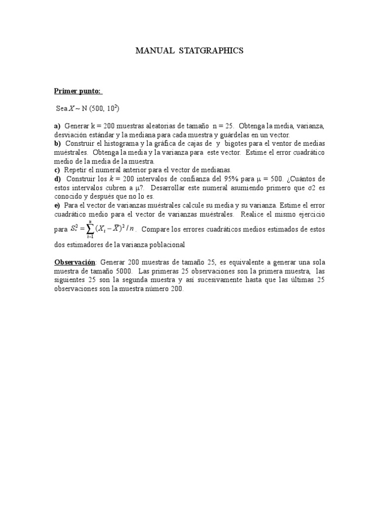 Manual de Uso de STATGRAPHICS | PDF | Ventana (informática) | Diferencia