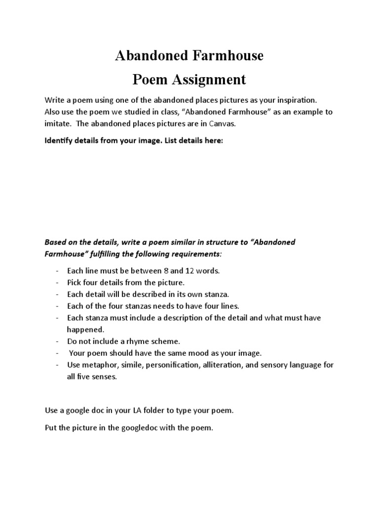 Abandoned Farmhouse Poem Assn | PDF