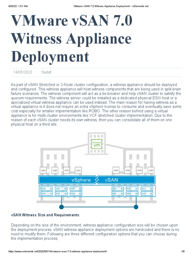 VMware vSAN 7.0 Witness Appliance Deployment | PDF | Information Age | Software