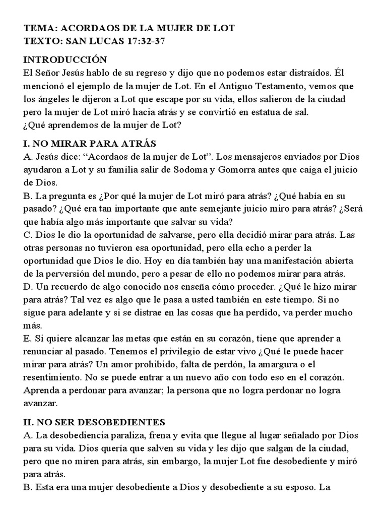 Acordaos de La Mujer de Lot | PDF | Jesús | Creencia religiosa y doctrina