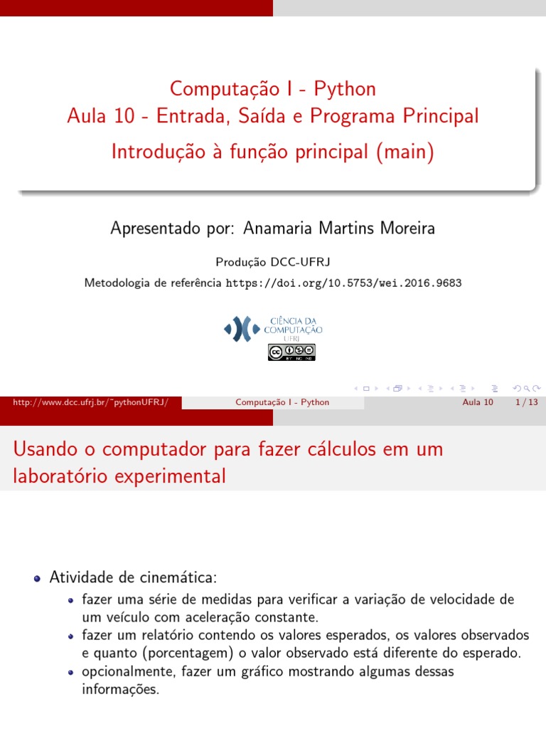 Slide Aula 10.6 | PDF | Python (linguagem de programação) | Velocidade