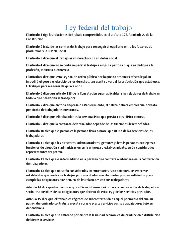 Ley Federal del Trabajo en México | PDF | Business | Gobierno
